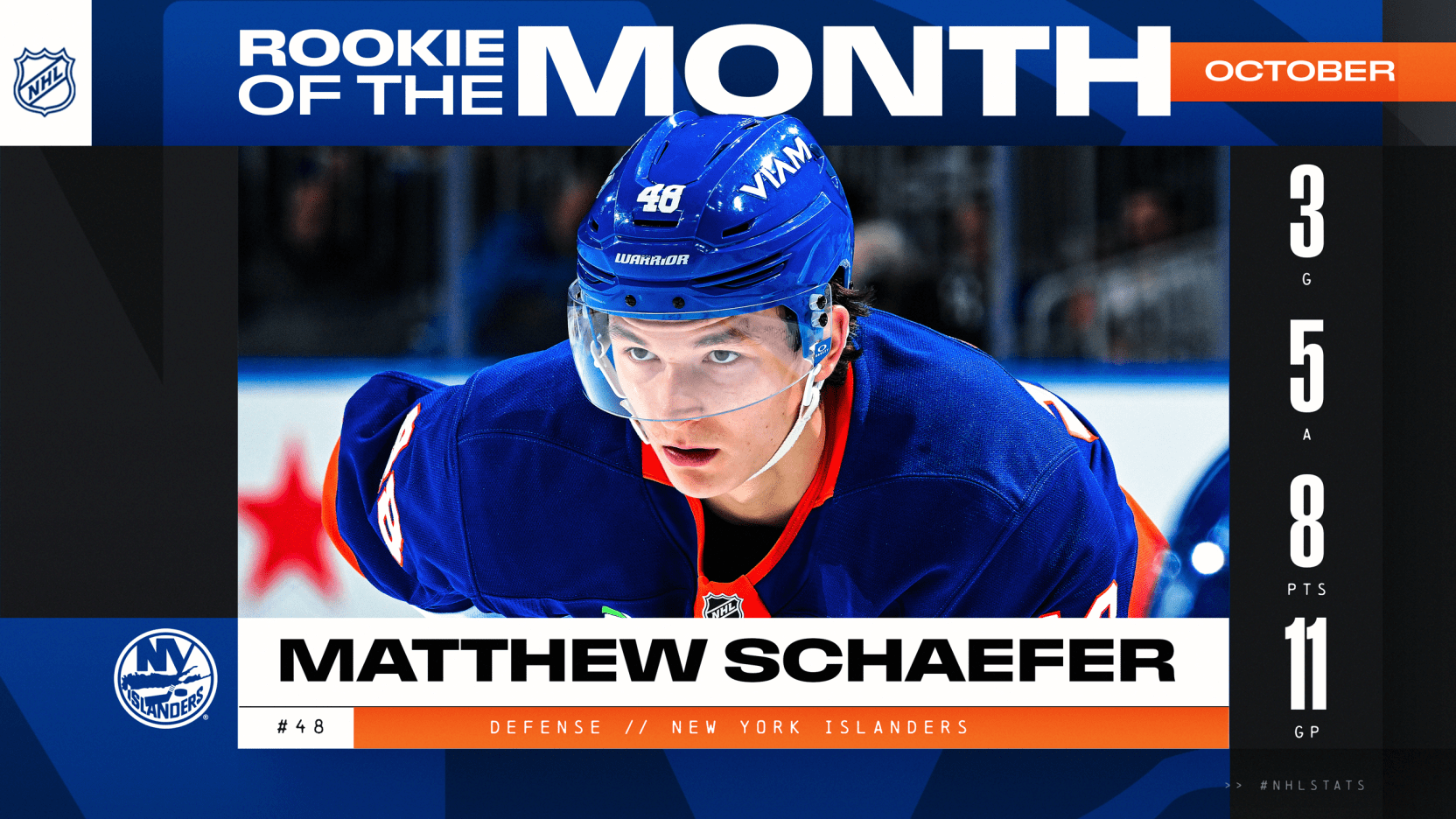 Matthew Schaefer nominato “Rookie of the Month” NHL per ottobre 2025